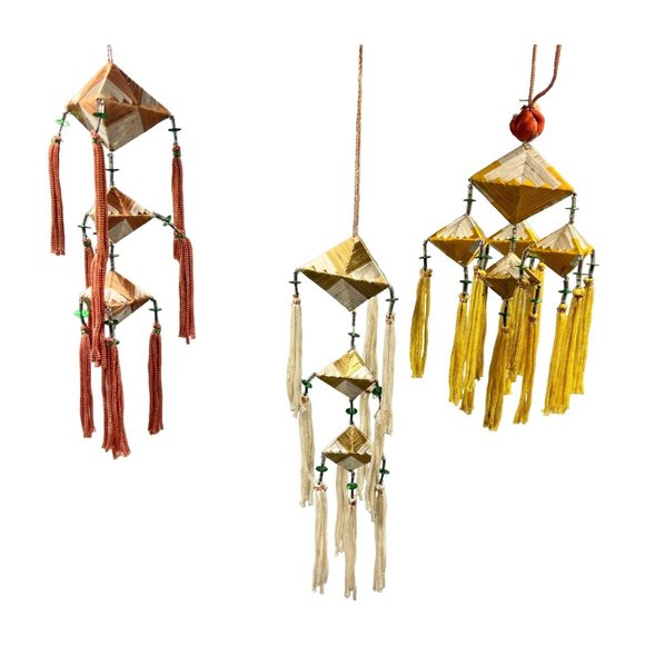 Holiday | Vintage Authentic 196s Asian Silk String Mobile Ornaments Set ...